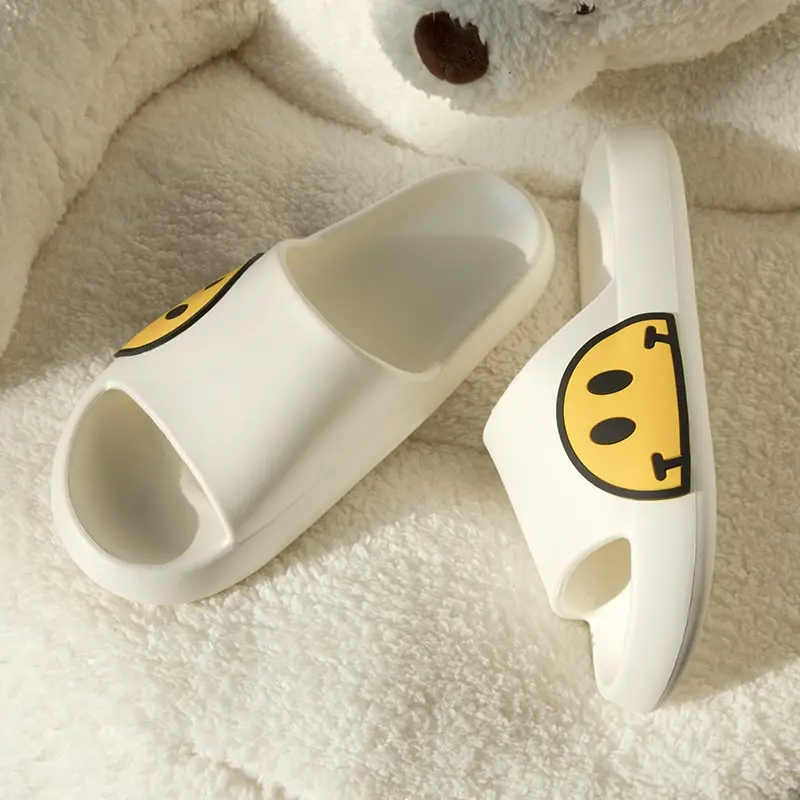 Smiley Face Slippers Women Summer Cute Slides Couples Family Home Shoes ...