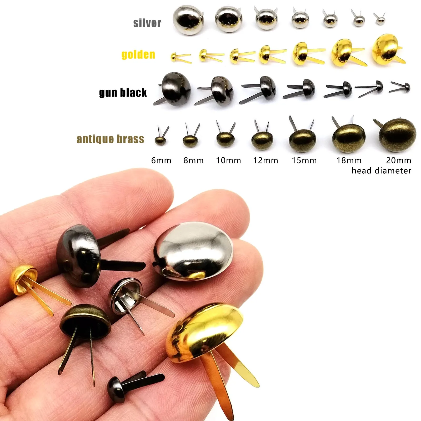 Tachuelas perforadas de dos patas, tachuelas de 6mm a 20mm para bolso ...