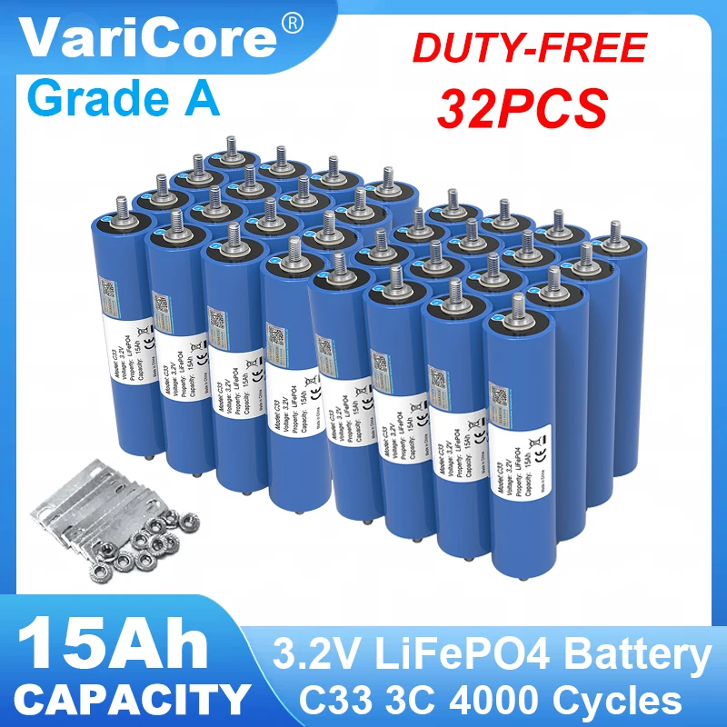 32pcs-3-2V-15Ah-LiFePO4-Battery-C33-Lithium-Phosphate-for-12V-24V ...
