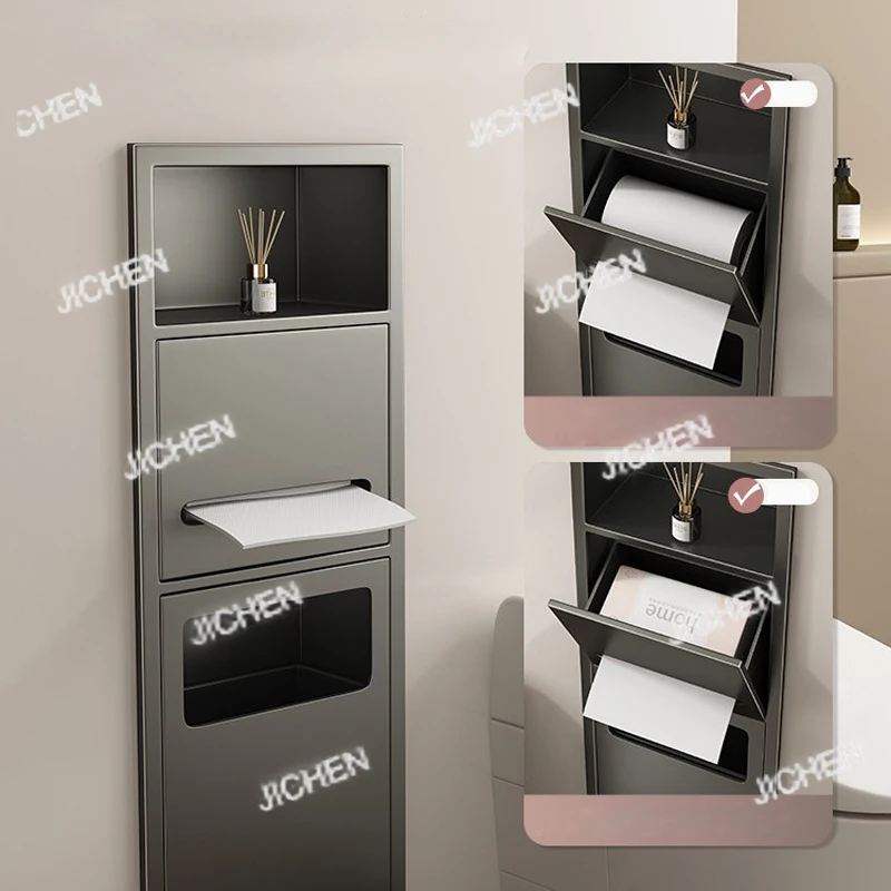 Stainless Steel Niche Bathroom Embedded Trash Can Cabinet Beautiful ...