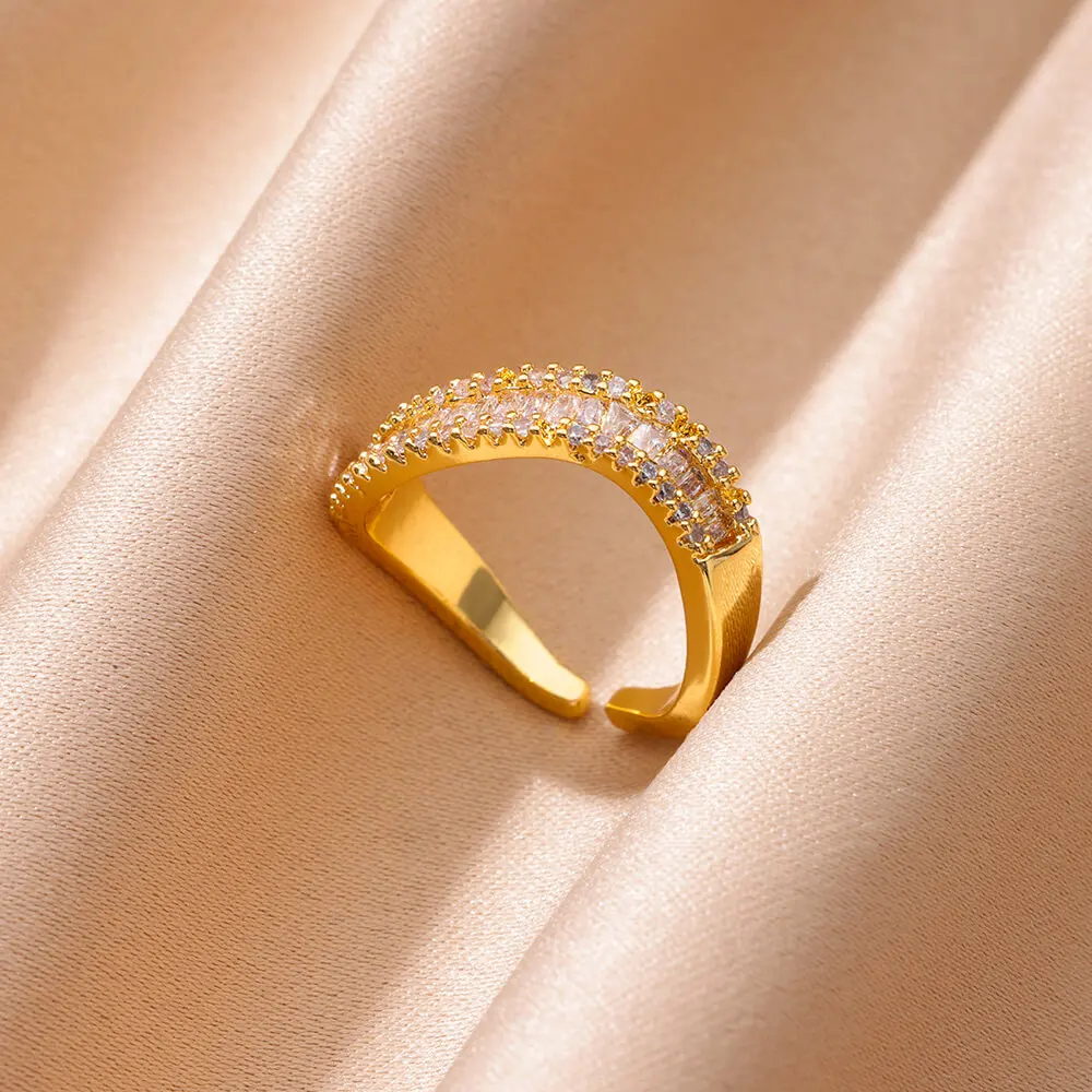 Irregular-distortionZirconia-rings-for-women-Stainless-steel-Open-Finger-Ring-Gold-Color ...