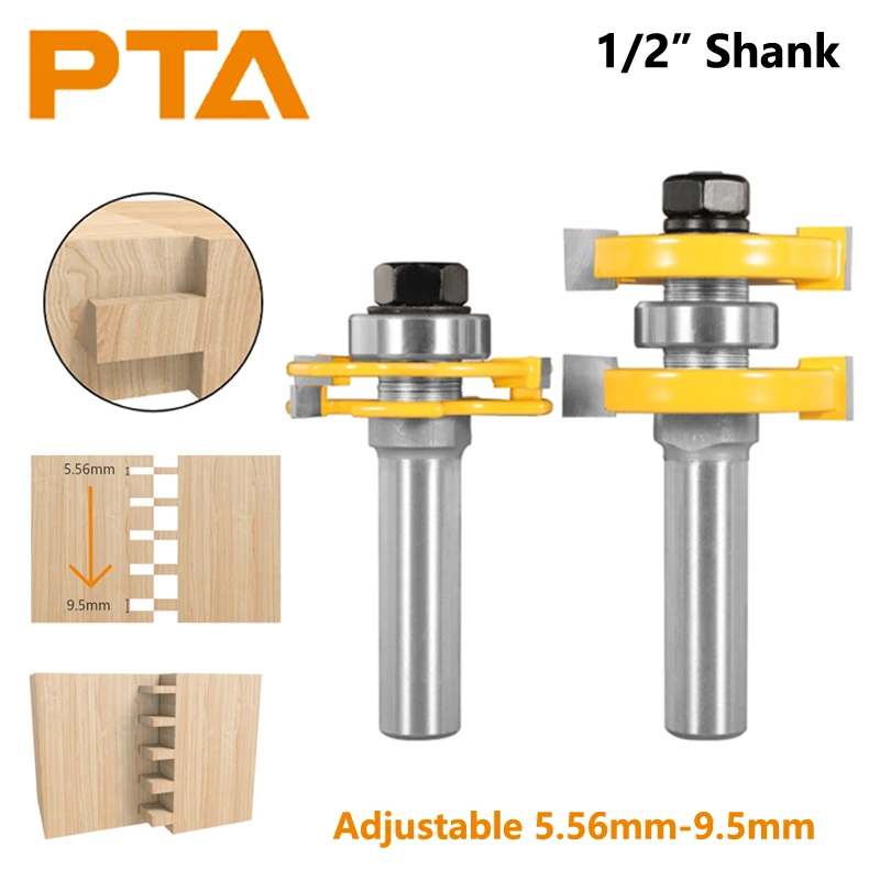 12-7MM-Shank-2Pcs-Set-Tongue-Groove-Joint-Slot-Cutter-3-Wings-Router ...