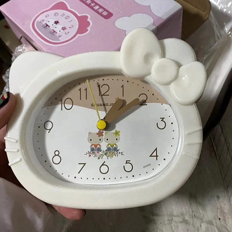 Kawaii-Hello-Kitty-Rel-gio-de-Parede-com-Luz-Noturna-Rel-gio-Mudo ...