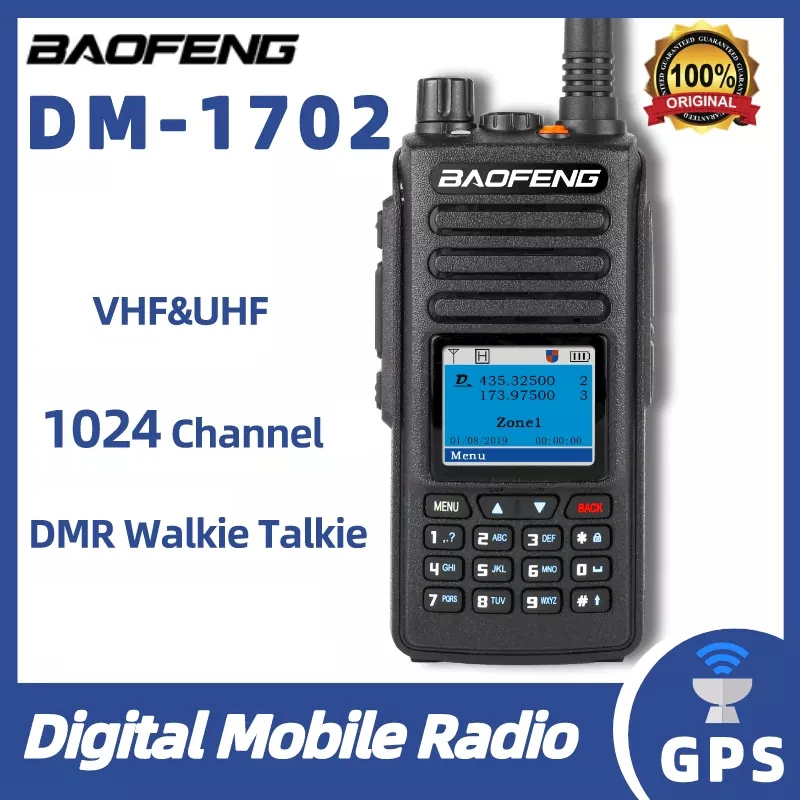 Baofeng walkie talkie Dmr DM 1702, Terminal portátil, Digital, móvil, 1024 canales, UHF, VHF 2 ...