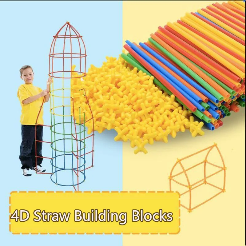 4D Colorful Plastic Straw Building Blocks Children's Educational Toys ...