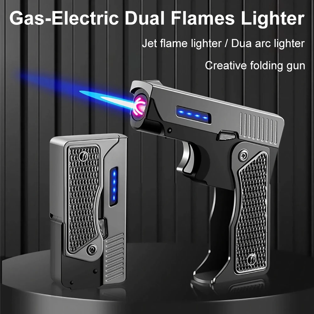Novel Butane Gas and Dual Arc Electric Lighter USB Rechargable Foldable ...