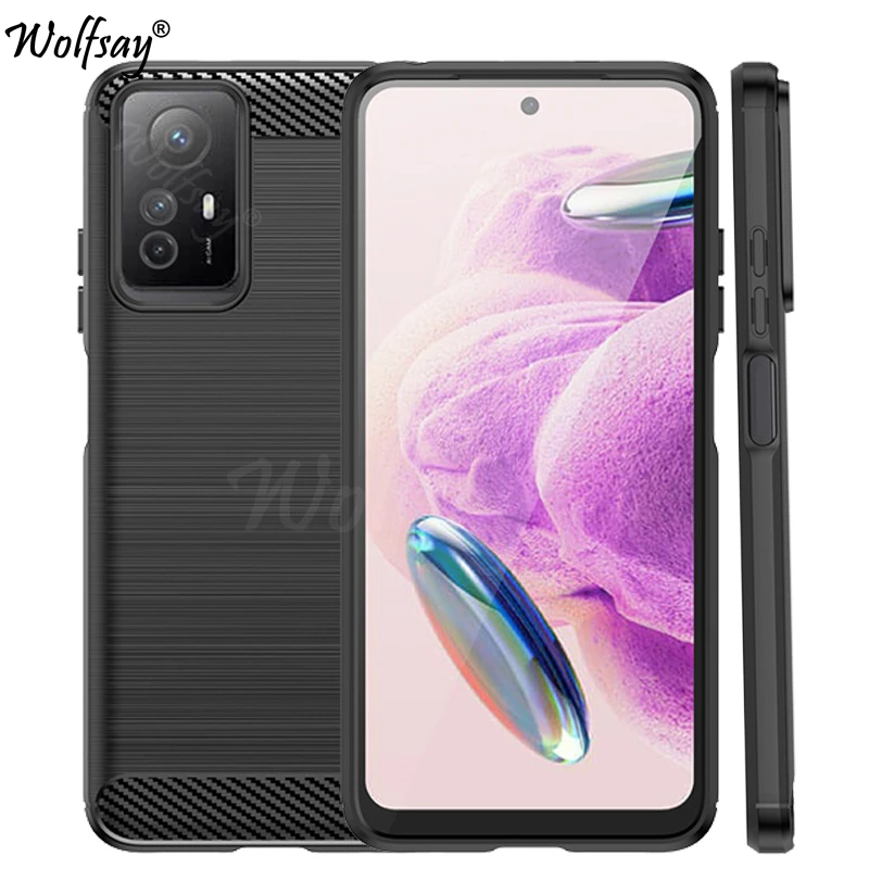 For Redmi Note 12S Case Anti knock Silicone Carbon Fiber Back Cover For ...