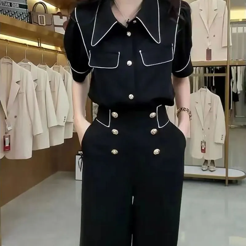 Office-Lady-Solid-Color-Matching-Sets-Stylish-Bright-Line-Decoration ...