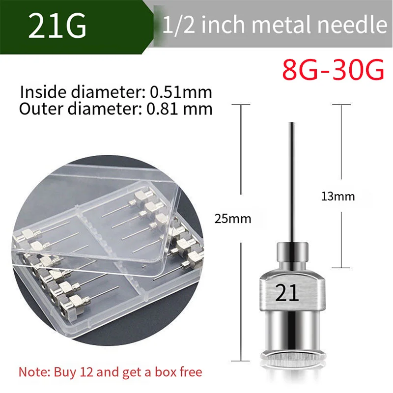 12pcs 13mm Stainless Steel Metal Needle Tip For Syringe Glue Dispenser ...
