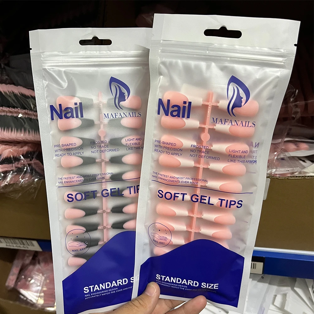 120/150Pcs Black Edge Long French False Nail Acrylic Full Cover ...