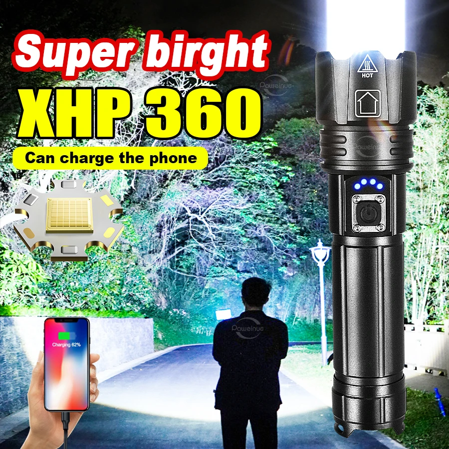 2024-NEW-36-Cores-XHP360-Most-Powerful-LED-Flashlight-Rechargeable-High ...