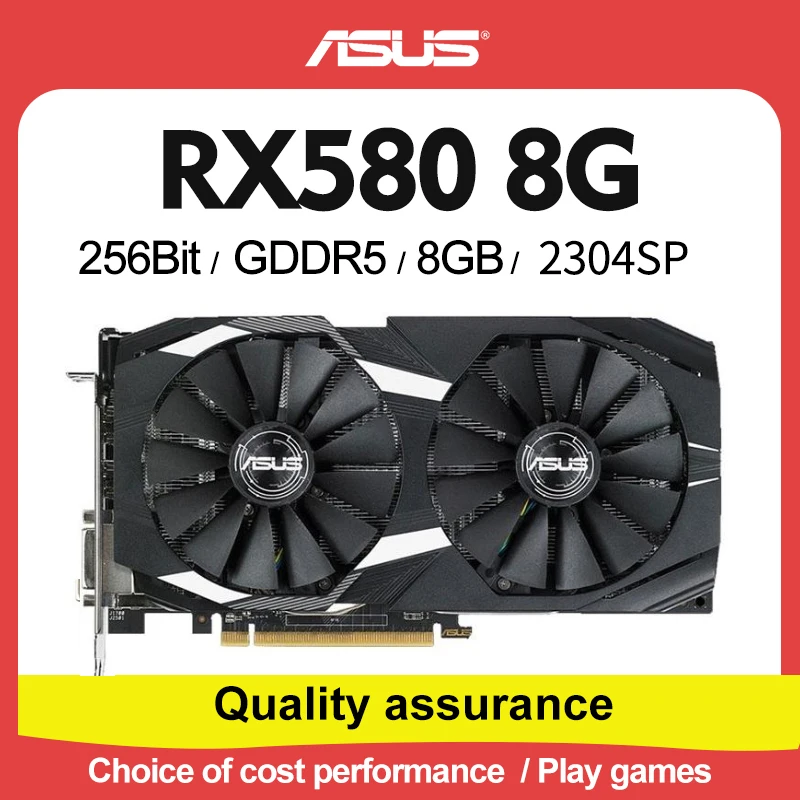 Asus-AMD DUAL RX580, 8G, 2304SP, GDDR5, 256 bits, tarjeta gráfica para ordenador de escritorio