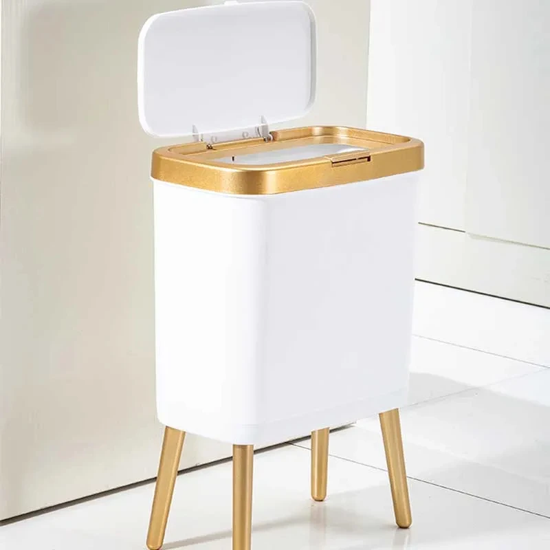 15L Luxury Golden Trash Can for Kitchen Bathroom Creative Quadruped ...