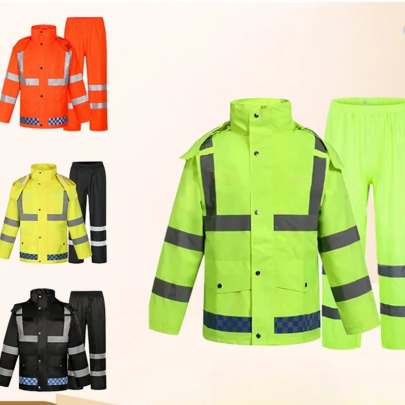 2024-150D-Split-Reflective-Raincoat-Set-Thickened-Storm-Weatherproof ...
