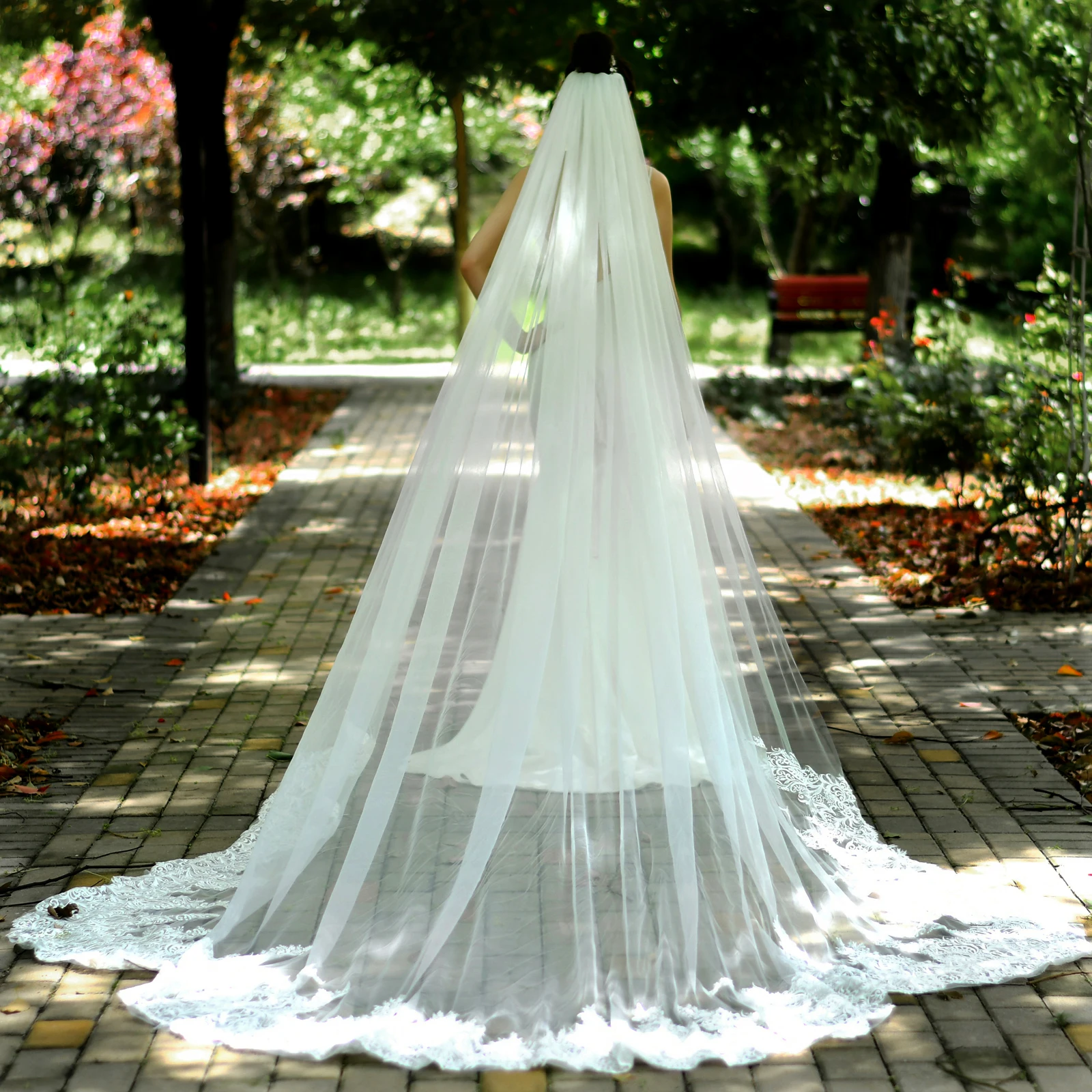 Extra Long Wedding Veils Scalloped Edge Cathedral Style Bride Veil ...