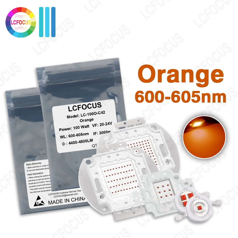 LED Chip 1W 3W 5W 10W 20W 30W 50W 100W Orange 600nm 605nm COB 42mil ...