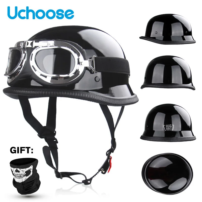 Uchoose German Motorcycle Helmet Casco Moto Multicolor Retro Half ...