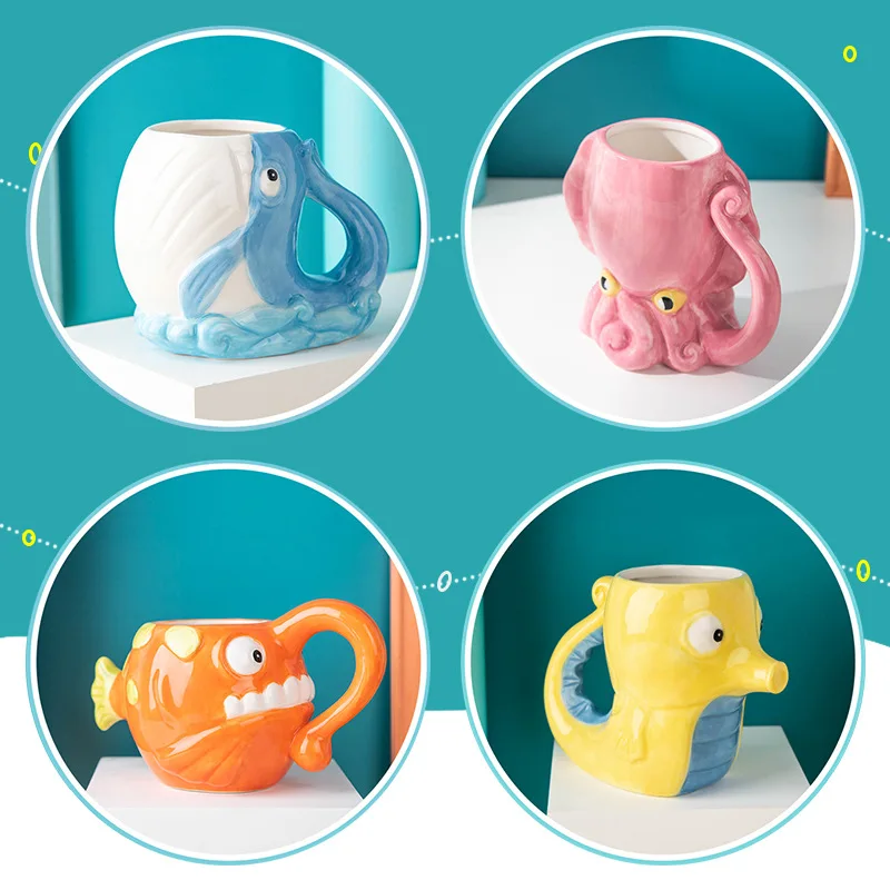 Creative 3d Whale Mugs Marine Animal Seahorse Ceramic Milk Octopus ...