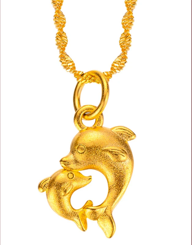 14k-Pure-Gold-Dolphin-Shape-Pendant-Necklace-for-Women-Wedding-Birthday ...
