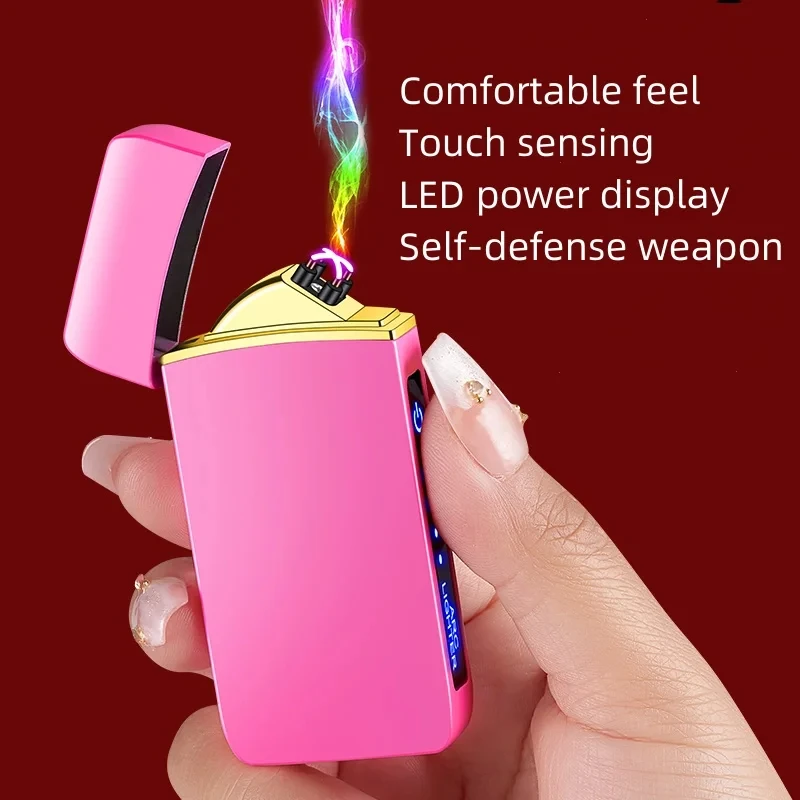 New-Metal-Windproof-Electric-Lighter-Double-Arc-Flameless-Plasma ...