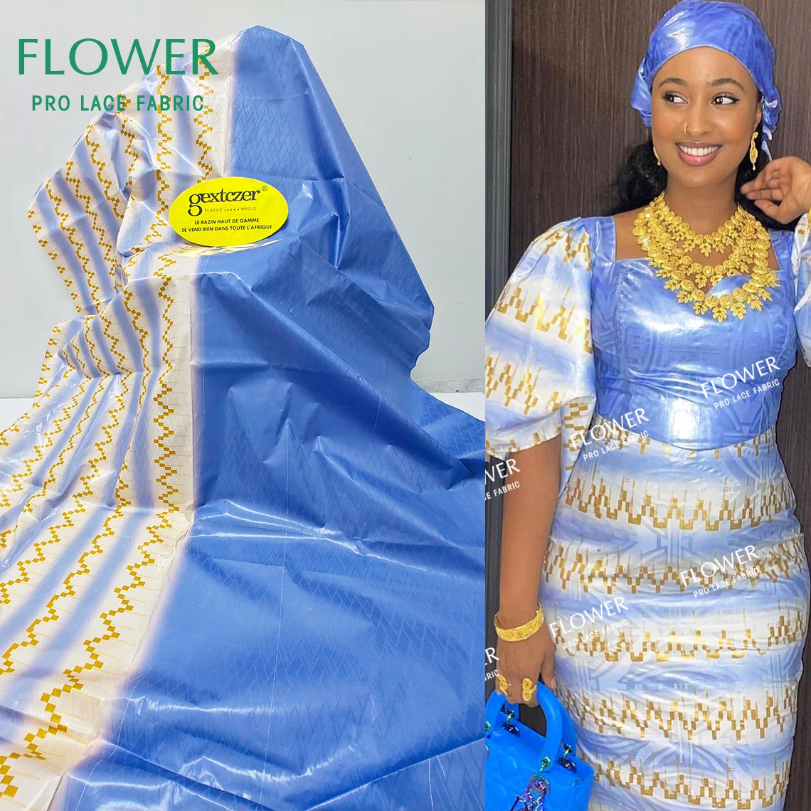 Jacquard-Printed-Bazin-Riche-For-African-Guinea-Women-Party-Dress ...