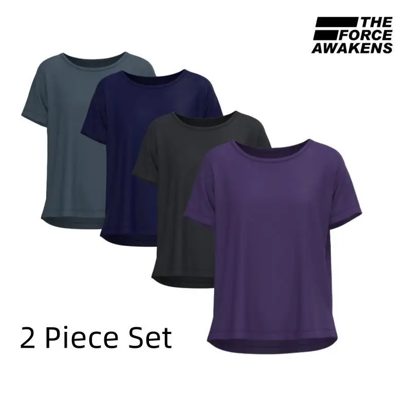 FRECO-2piece-Set-Women-s-Sport-Tops-Loose-Fitting-Yoga-Shortsleeves ...