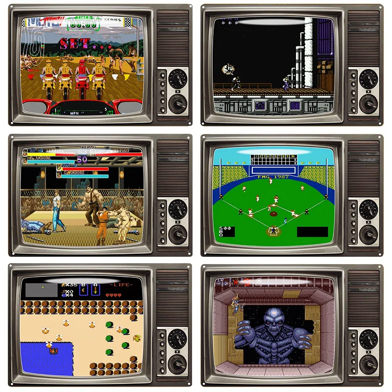 80s-Play-Video-Game-Cartridge-Metal-Poster-Gaming-River-Raid-Tin-Signs ...