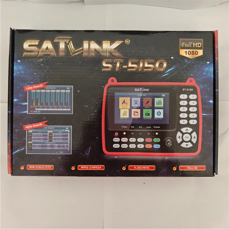 SATLINK ST-5150 DVB-S2/T2/C COMBO Satellite TV Finder Meter H.265 HEVC ...