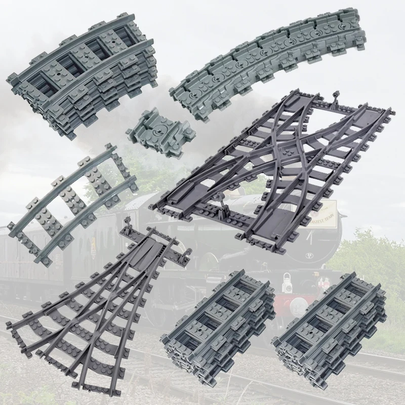 City Train Parts Tracks Train Station Bricks Railway Buffer Stop Model ...