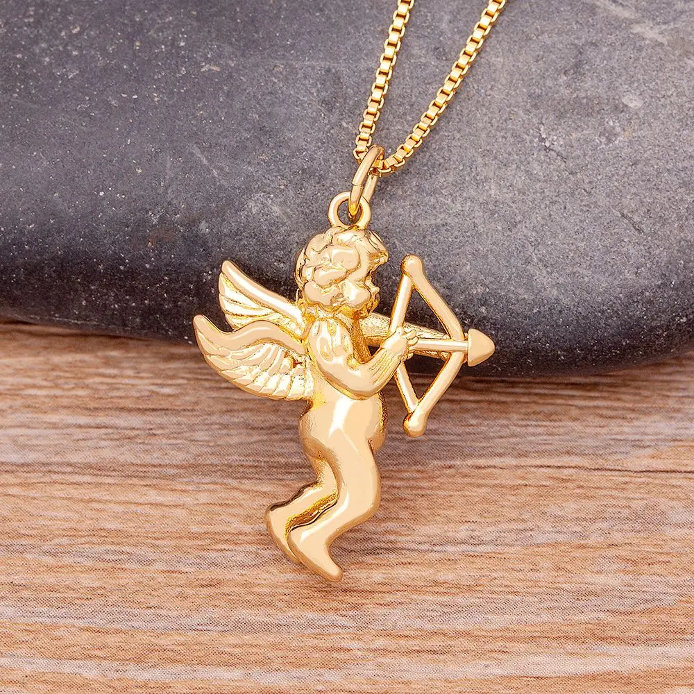 Cupid Bow Arrows Arrows | Cupid Angel Necklace | Gold Necklace Cupid ...