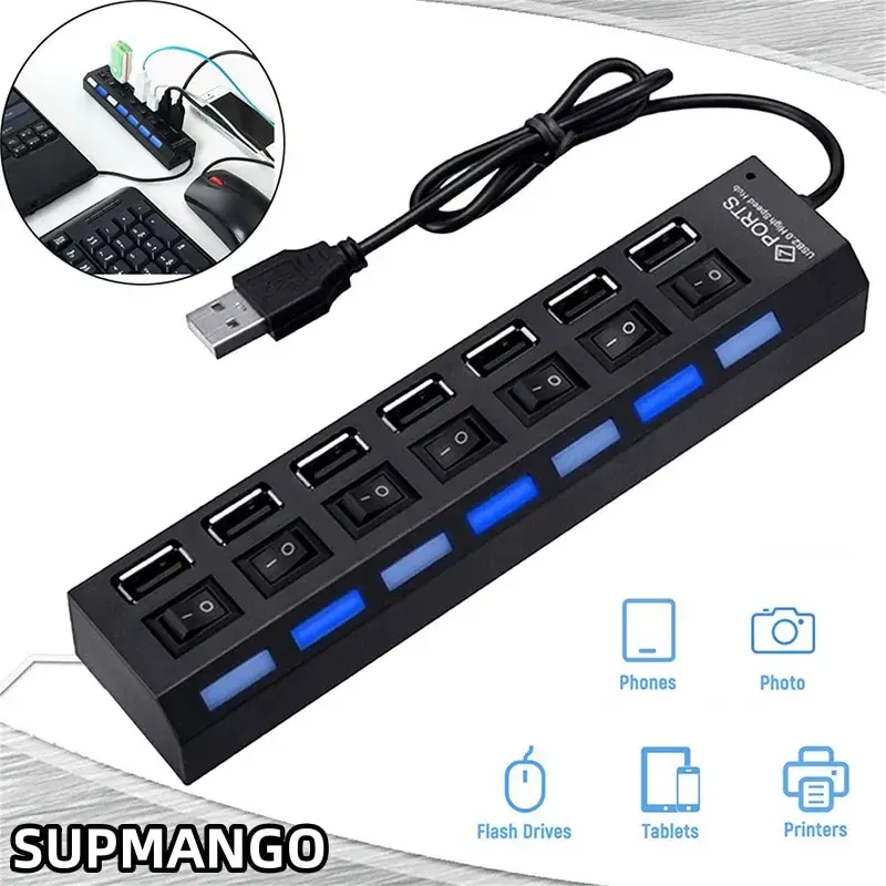 USB-HUB-USB-Switch-Hub-2-0-Adaptador-de-Alta-Velocidad-Multi-7-Puertos ...