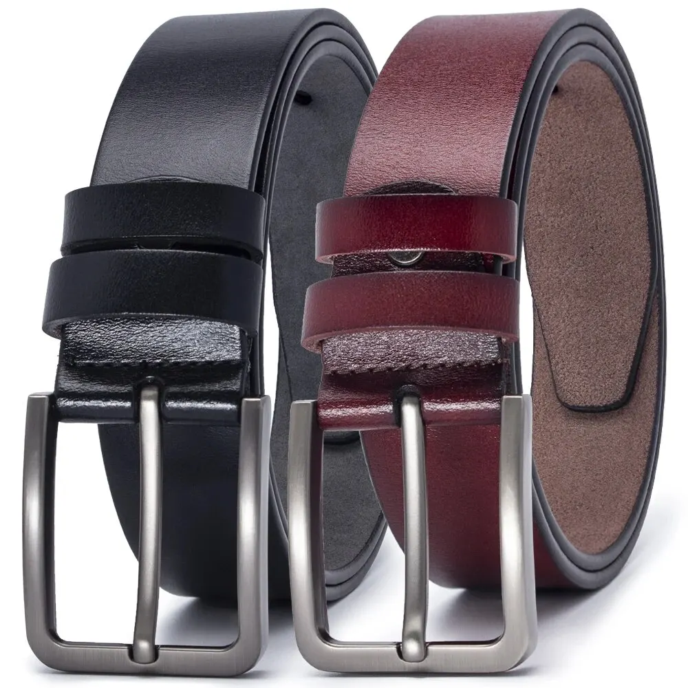 Cinturones-de-cuero-genuino-para-hombres-hebilla-de-Pin-negra-alta ...