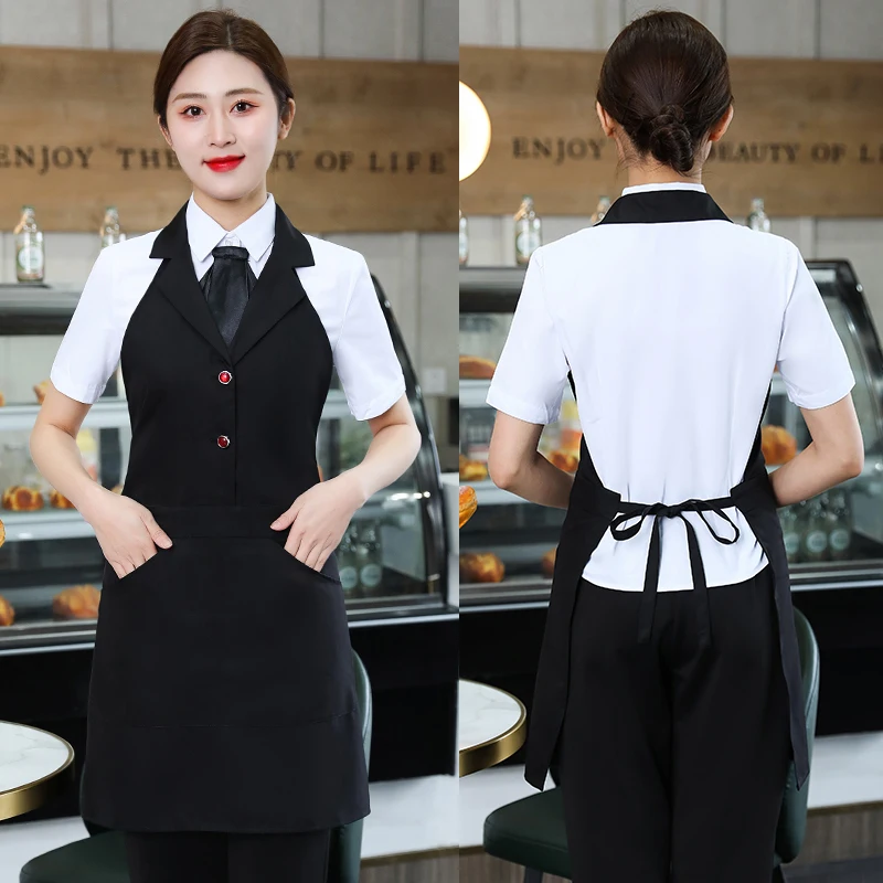 Waitress-Hotel-Restaurant-Woman-Apron-Dress-With-Pocket-Professional ...
