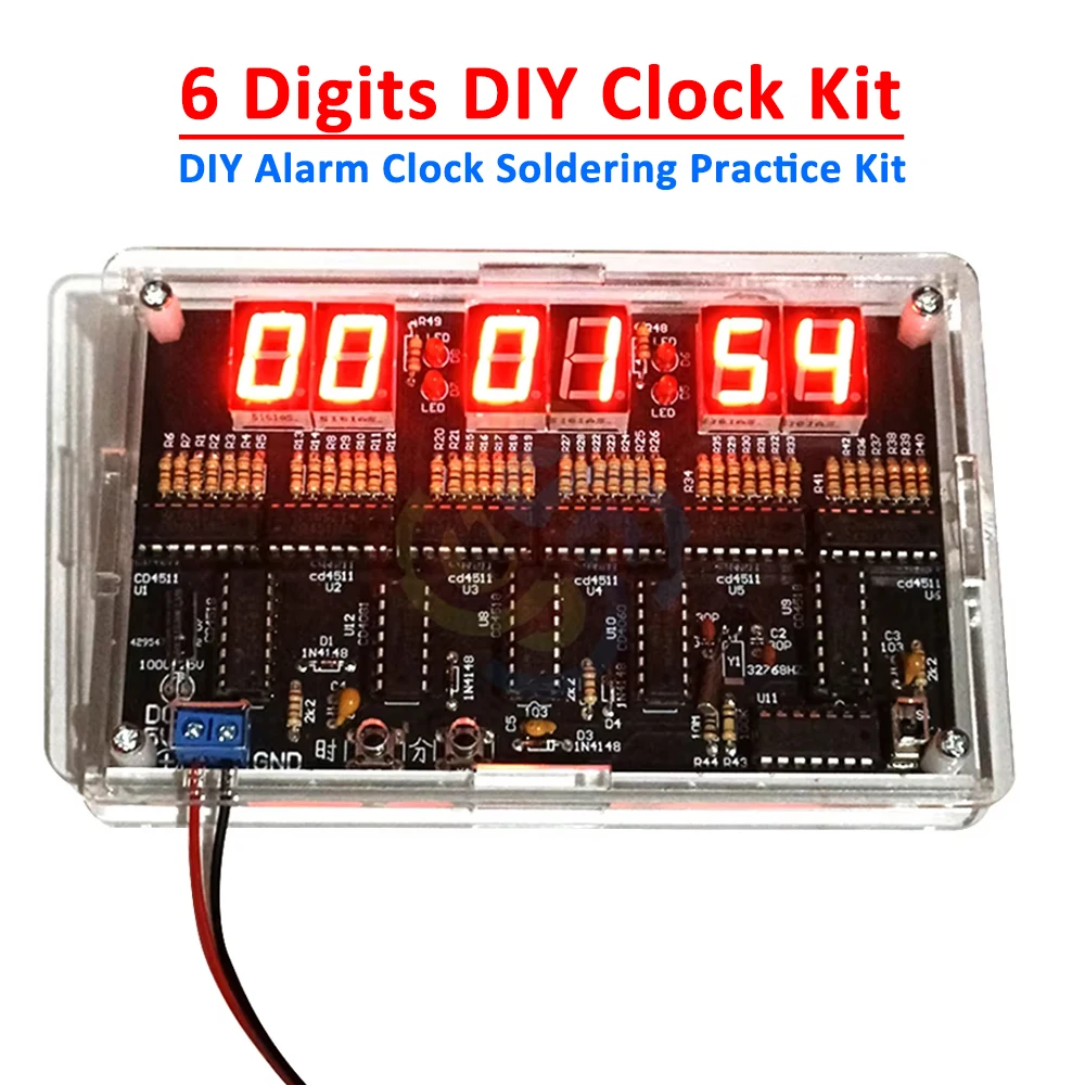 DC4-5V-5-5V-6-Digits-DIY-Clock-Kit-Auto-Display-Time-DIY-Alarm-Clock ...