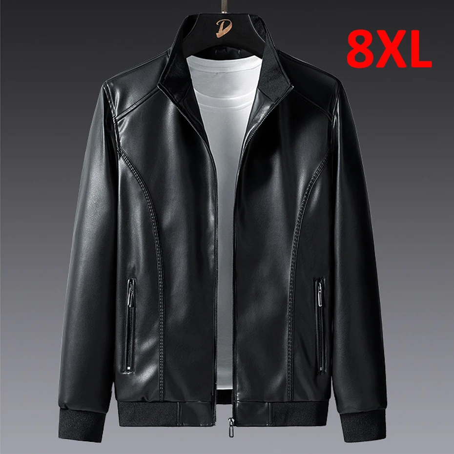 Plus-Size-7XL-8XL-PU-Jacket-Men-Leather-Coat-Cargo-Jacket-Casual ...