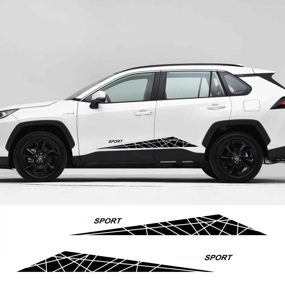 2Pcs Car Side Door Stickers For Toyota RAV4 Tuning Accessories Auto ...