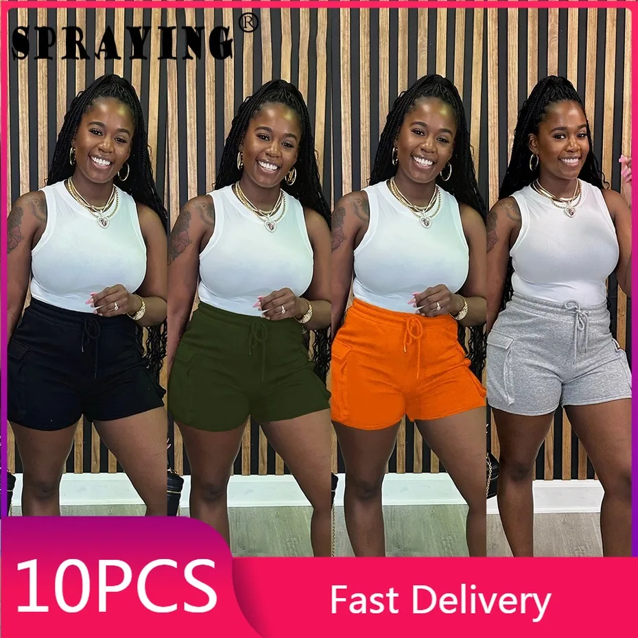 10-Cargo-Shorts-Women-Summer-2024-Sexy-Y2k-Buttons-Solid-Bodycon ...