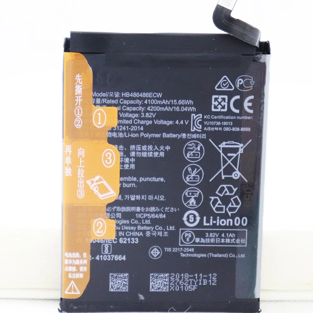 original 4200mAh HB486486ECW Mobile Phone Battery For Huawei P30 Pro ...