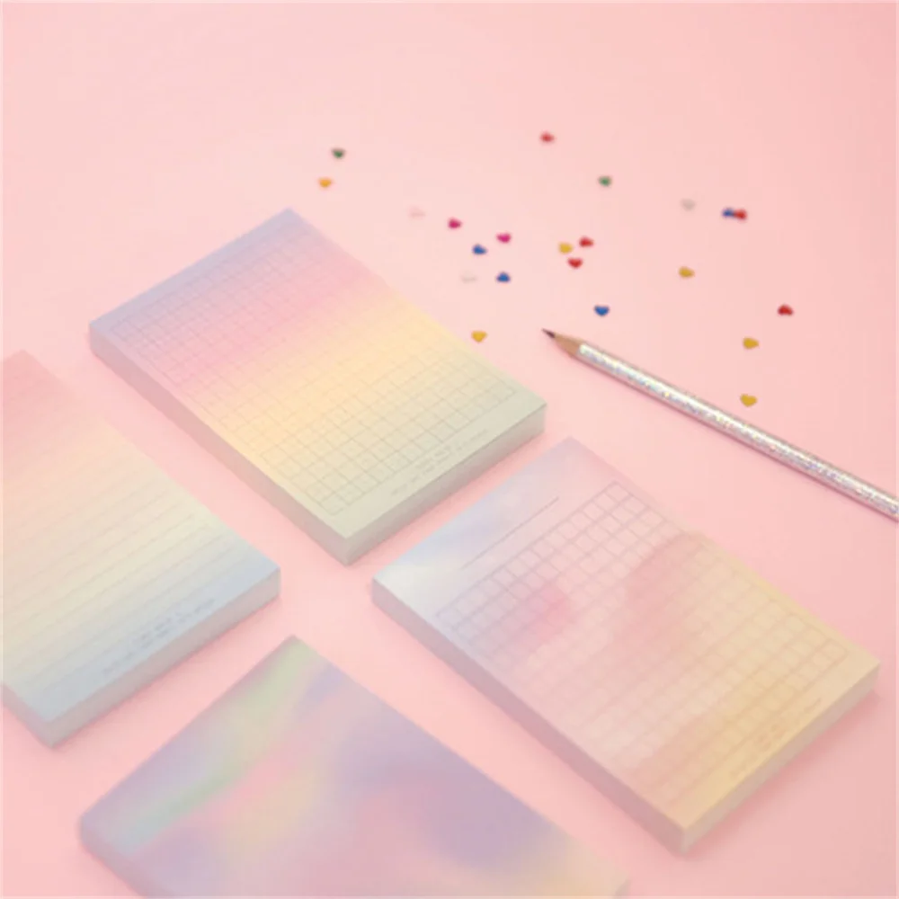 Kawaii Memo Pad Loose Leaf 100 Sheets Rainbow Patterns Message Note ...