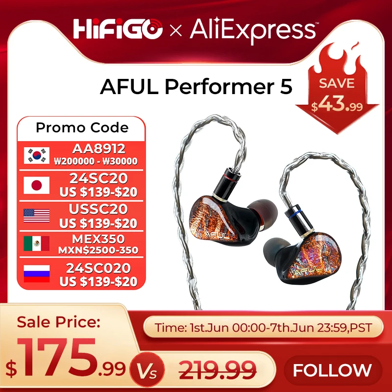 HiFiGO-auriculares-intrauditivos-AFUL-Performer-5-Performer5-1DD-4BA-dispositivo-con-cable ...