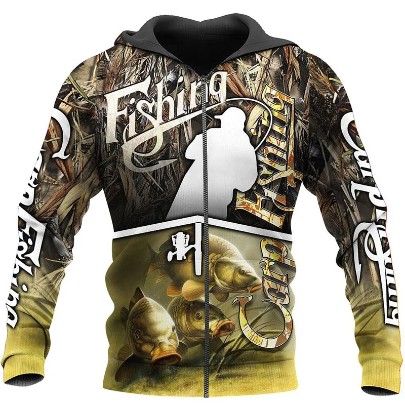 Bass Carp Trout Lure Fishing Graphic Zip Up Hoodie for Men Clothing ...