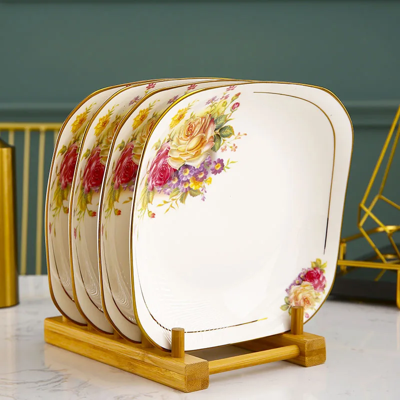 7-inch square expensive plate bone china ceramic tableware square deep ...