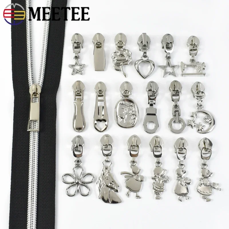 10-30Pcs-5-Zipper-Slider-for-Nylon-Zippers-Bag-Jacket-Silver-Zip-Puller ...