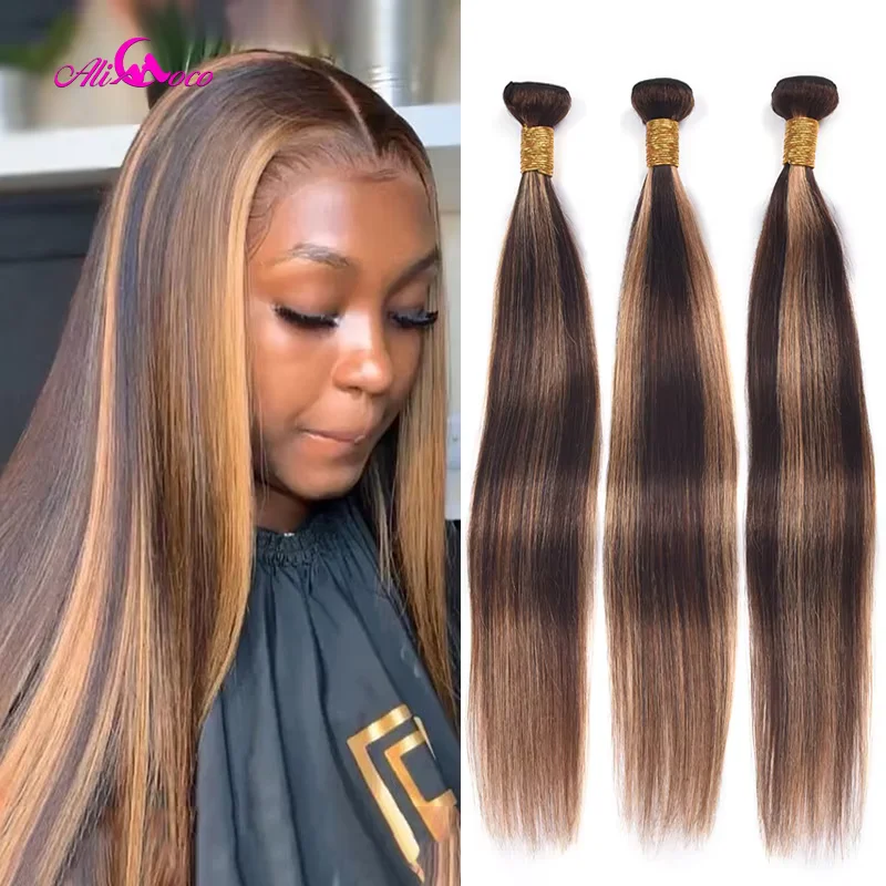 Ali Coco Brazilian Ombre Hair Bundles Bone Straight Human Hair Bundles ...
