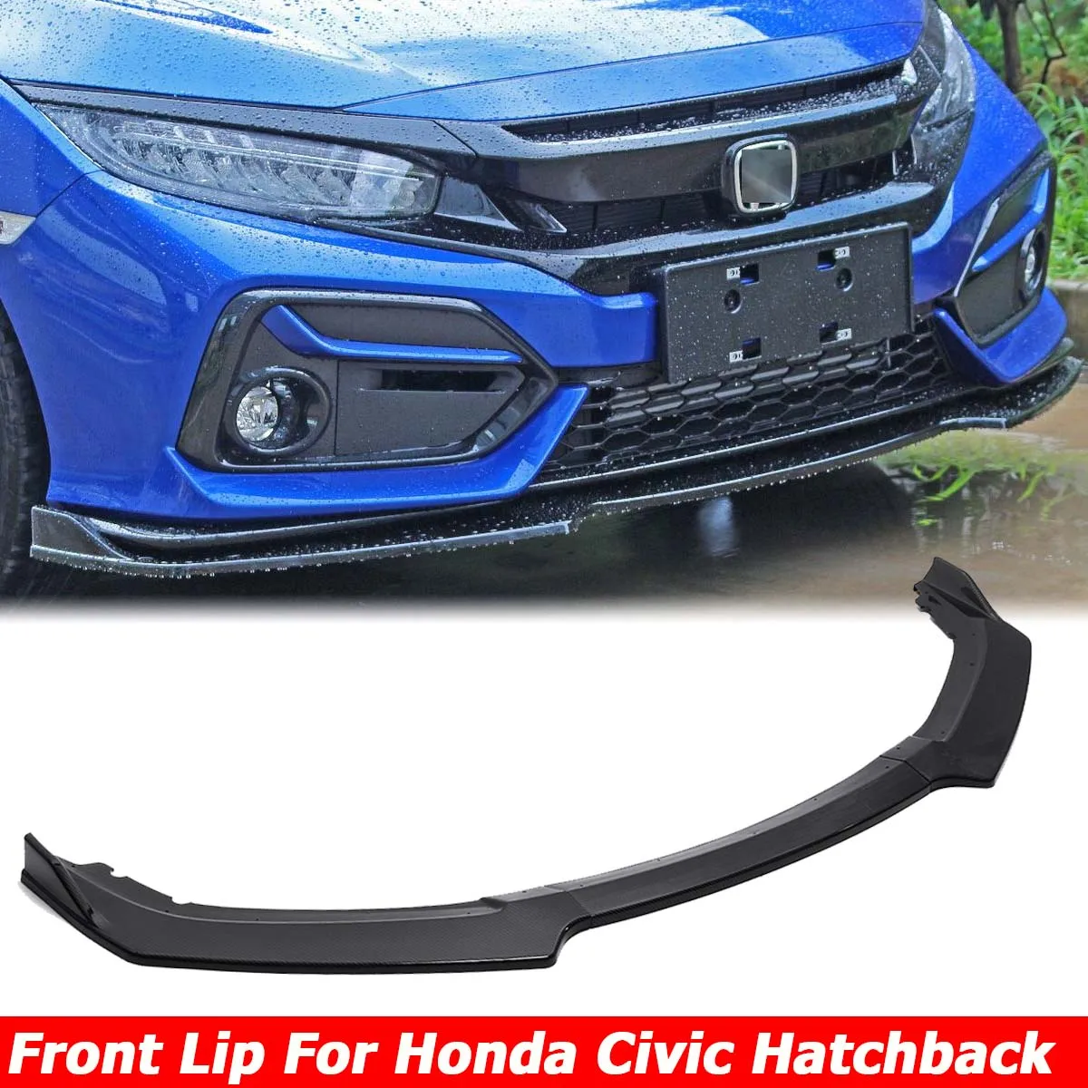 3PCS-For-Honda-Civic-Hatchback-2020-2021-Front-Bumper-Lip-Spoiler-Side ...