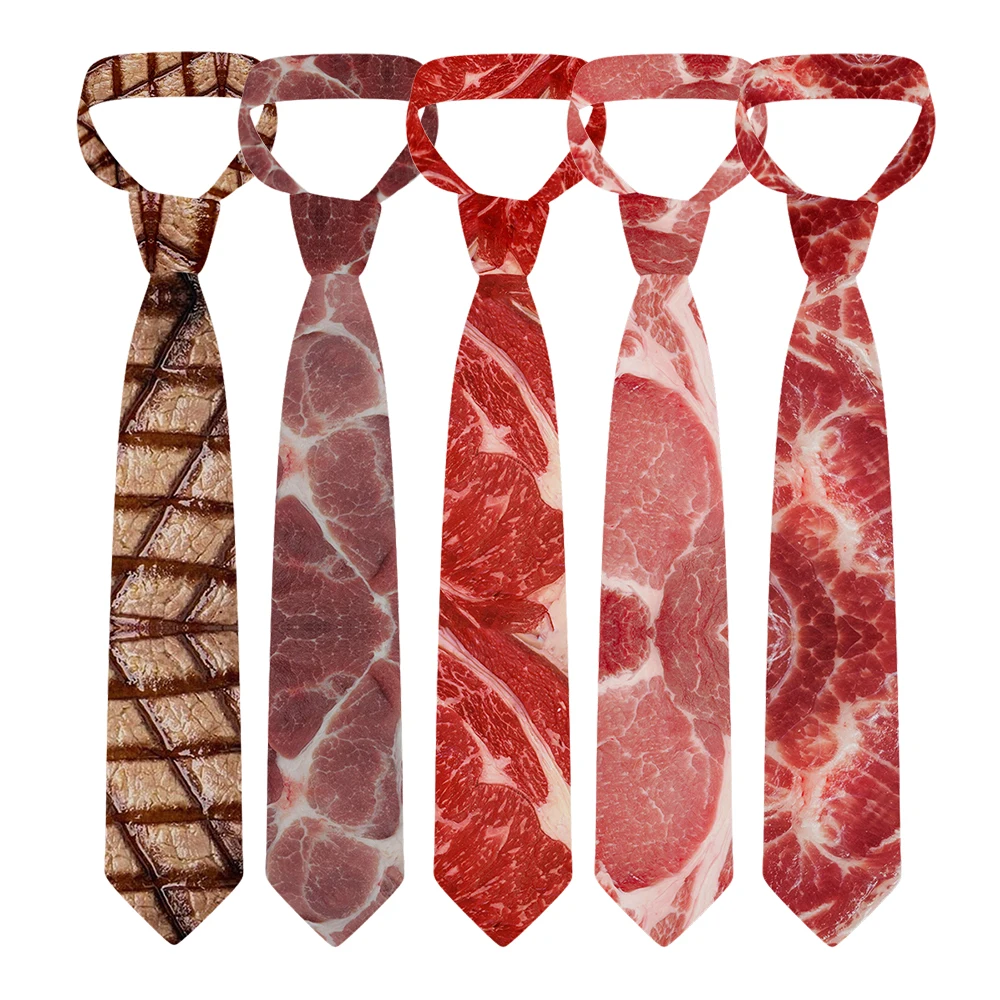 Hot-food-printed-tie-men-s-casual-fashion-novel-and-interesting-meat ...