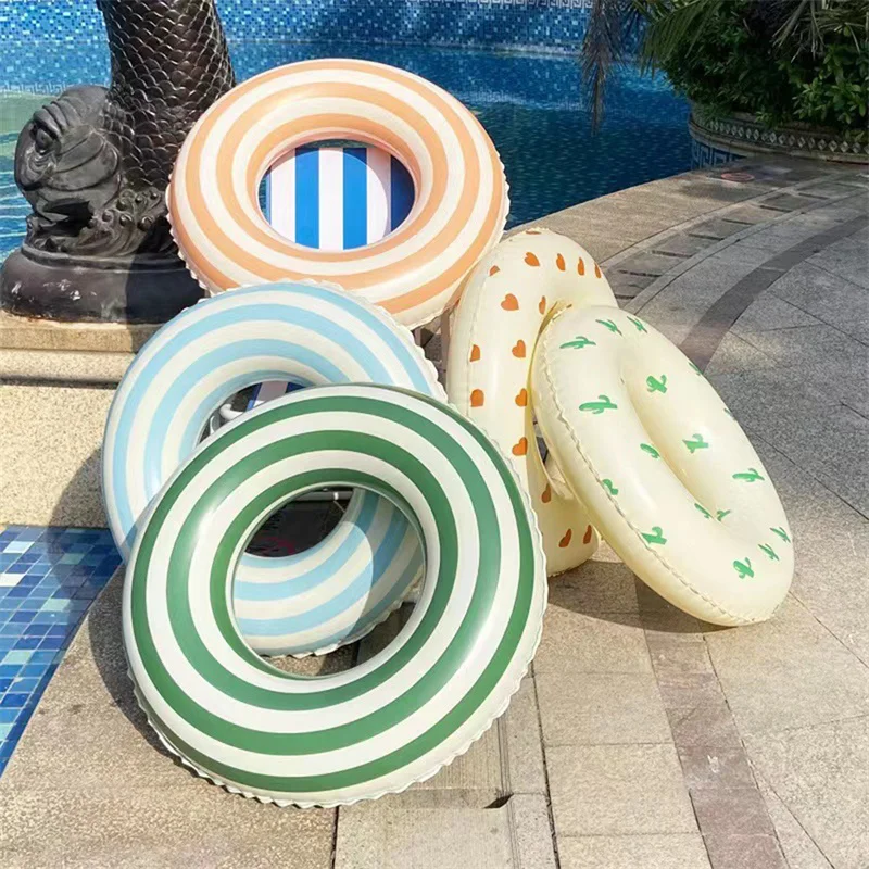 Vintage-Stripe-Flower-Inflatable-Swimming-Ring-Adult-Pool-Floats-Kids ...