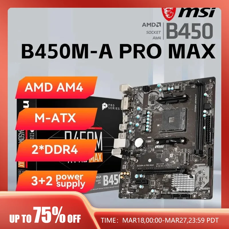 MSI-B450M-A-PRO-MAX-PC-Motherboard-AMD-B450-Chipset-Zen-3-M-ATX-2XDDR4 ...