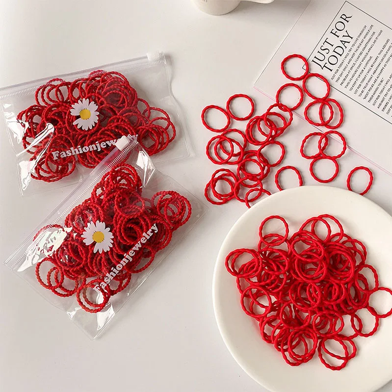 100pcs-lot-Red-Hair-Bands-For-Girl-Elastic-Rubber-Band-Cute-Hair-band ...