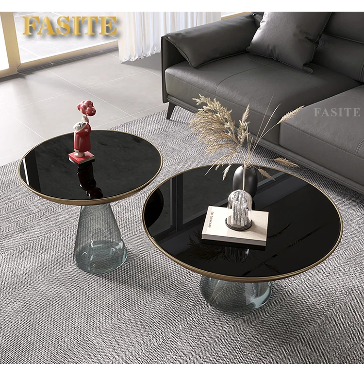 Bắc Âu sang trọng trong suốt bàn tròn kính uốn cong bàn cà phê nội thất ...